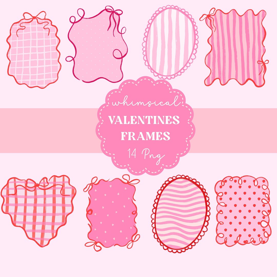 Bows Frames Clipart Set Coquette Bow Borders Pngs Valentines Day Ribbon ...