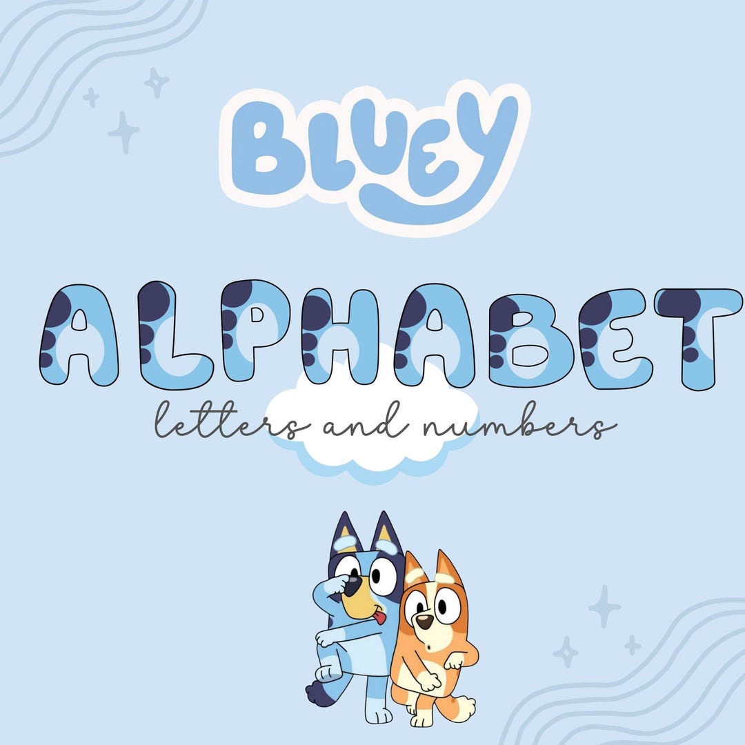 Bluey Fonts, Bluey Alphabet PNG Children's Font, Digital Font Download ...