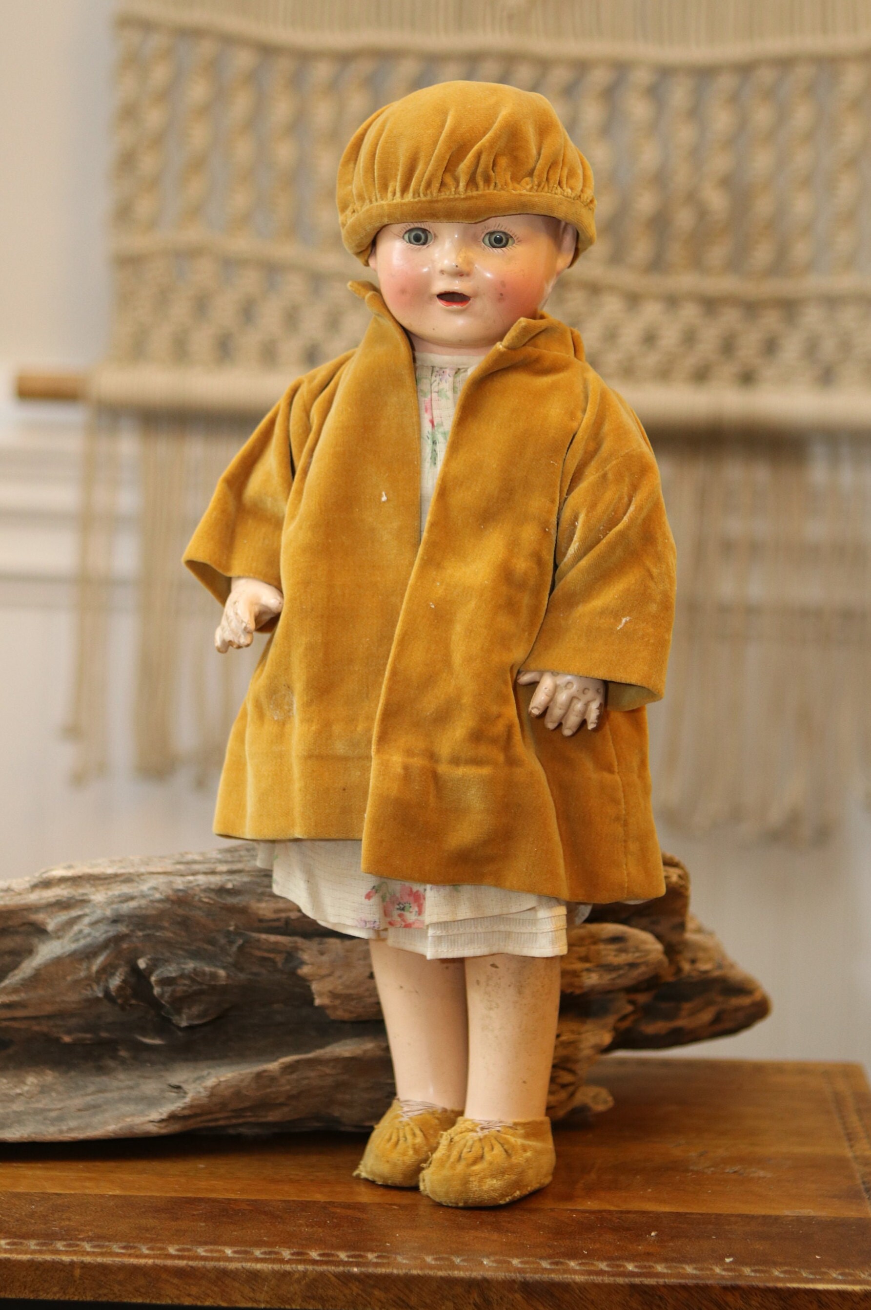 Early Horseman E.I.H. Co Doll Composition 16 Flat Head Original Outfit ...