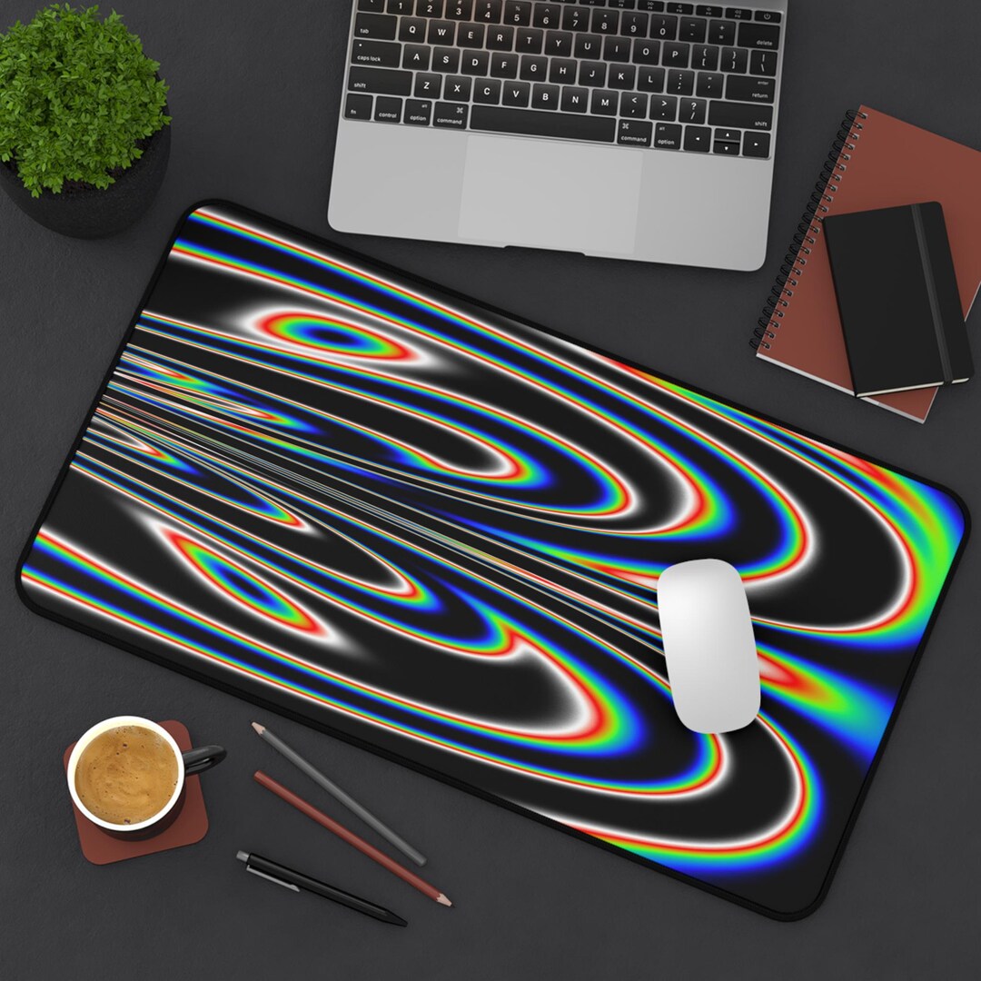 Psychedelic Desk Mat, Colorful Office Decor, Gaming Mouse Pad, Unique ...