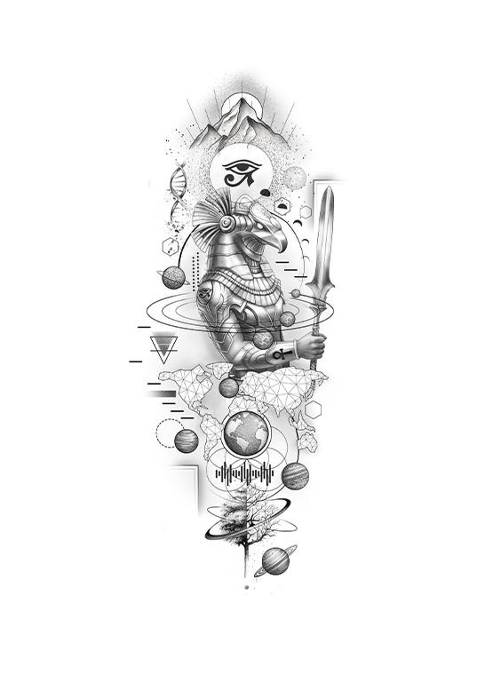 Ra Tattoo Design Printable Art Digital Download Ancient Egypt Line Art ...