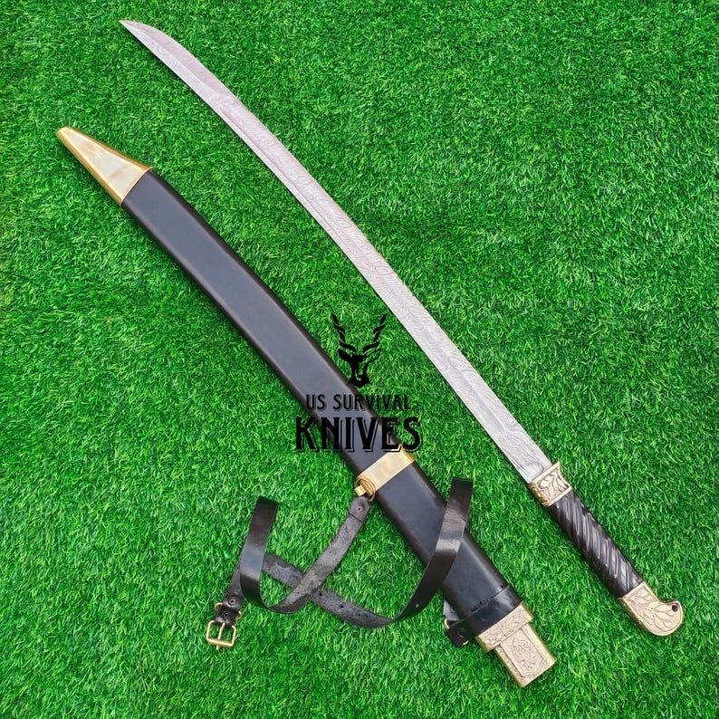 Handmade Paul Chen 1881 Shashka Saber Sword Cavalry Replica in Damascus ...