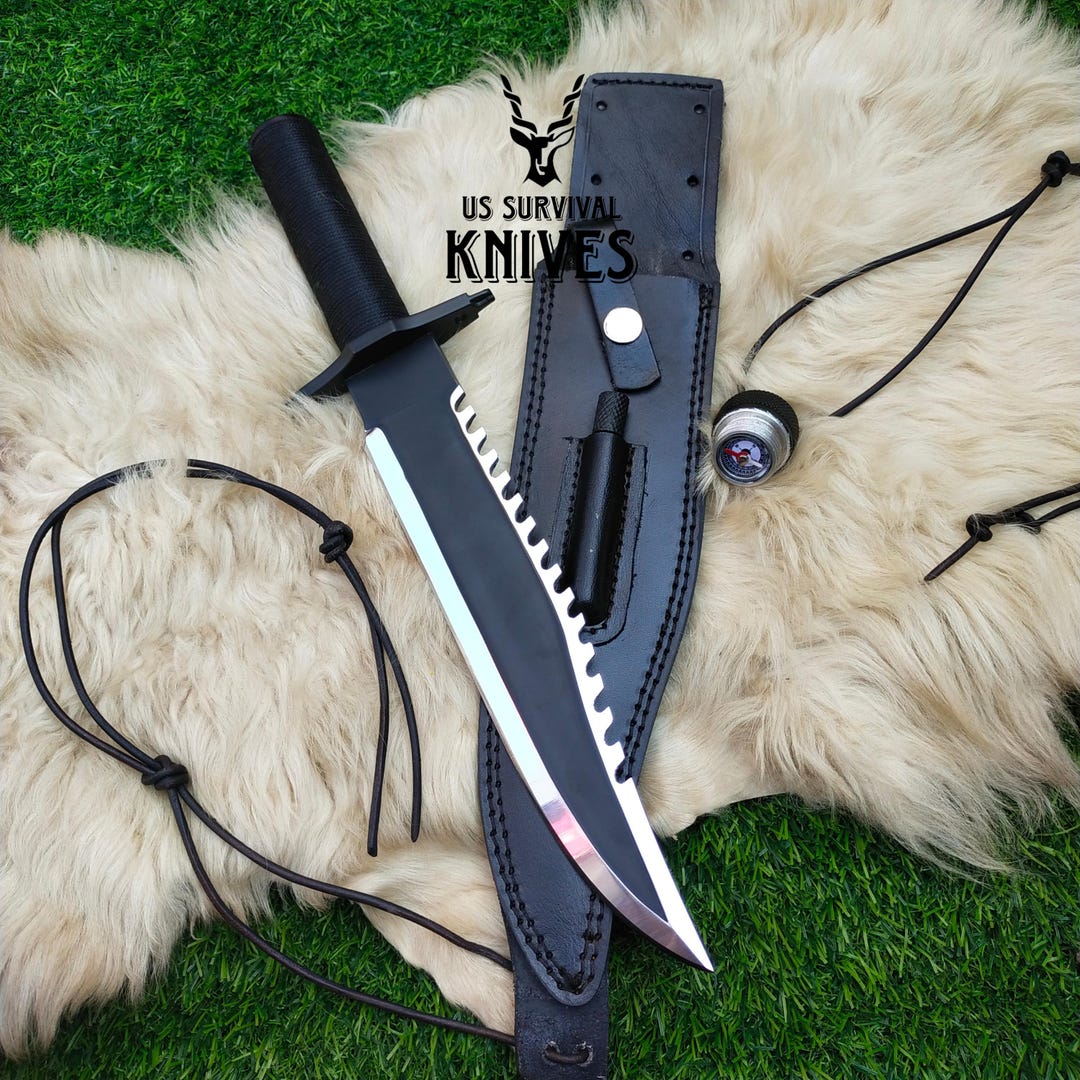 Custom Handmade Replica Rambo First Blood Part 2 Bowie Knife, Tactical ...
