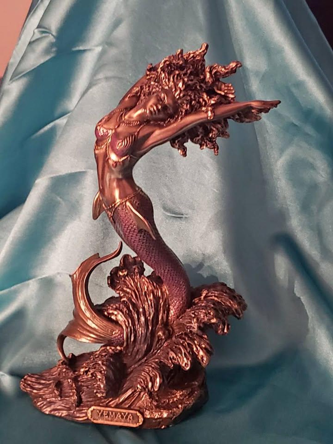 Yemaya Mermaid Goddess Sculpture by Veronese Design, Bronze Tone ...