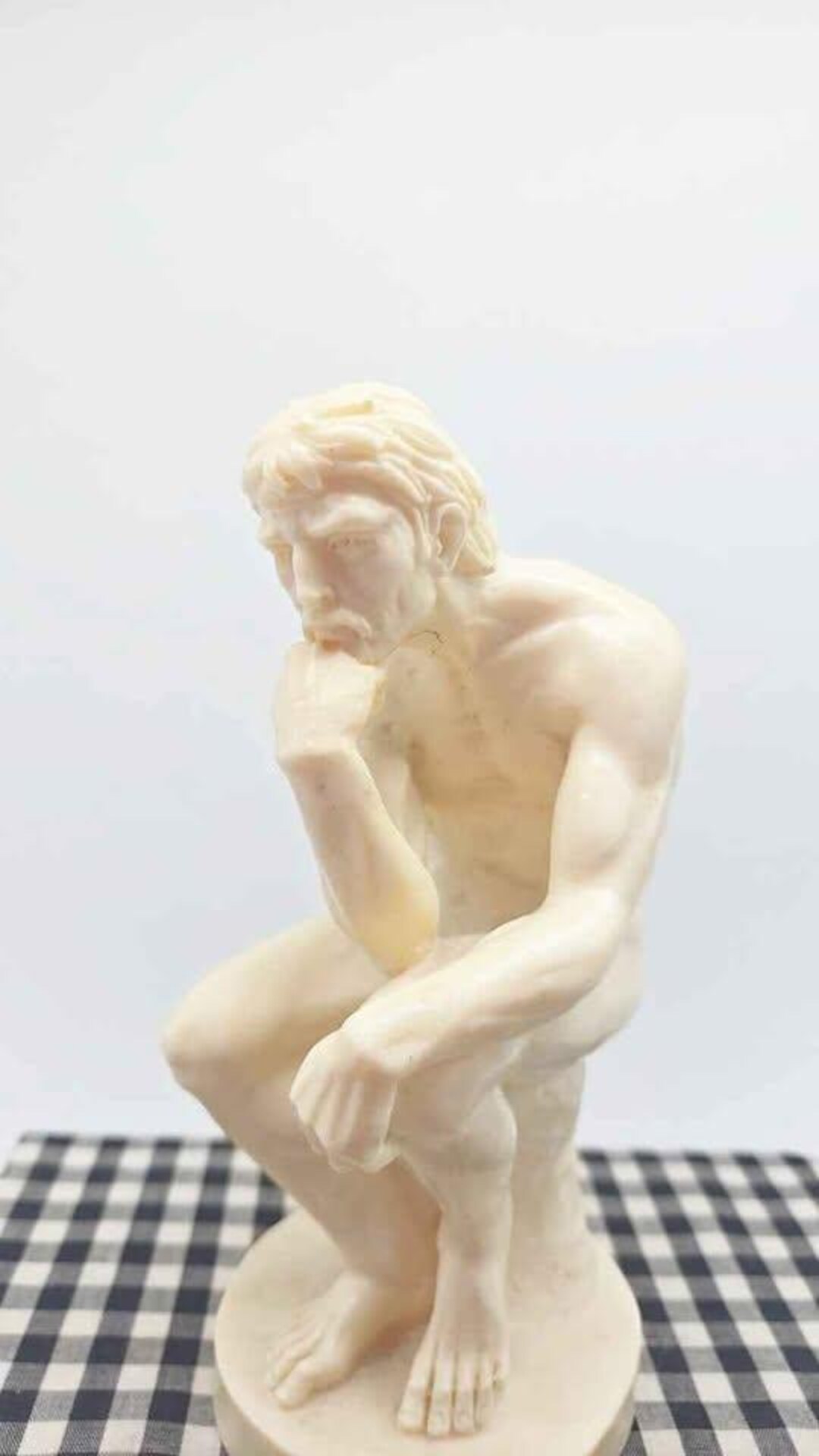 Vintage A. Santini the Thinker Sculpture, Italian Alabaster Art Statue ...