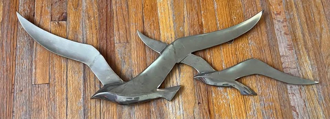 Vintage GATCO Brass Seagull Wall Art, Mid Century Modern Bird Trio, 33 ...