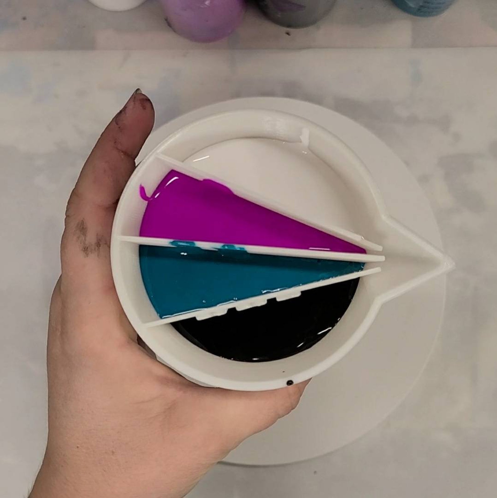 Acrylic Pouring Plastic TRIPLE Split Cup 10 or 16 Oz With 4 - Etsy