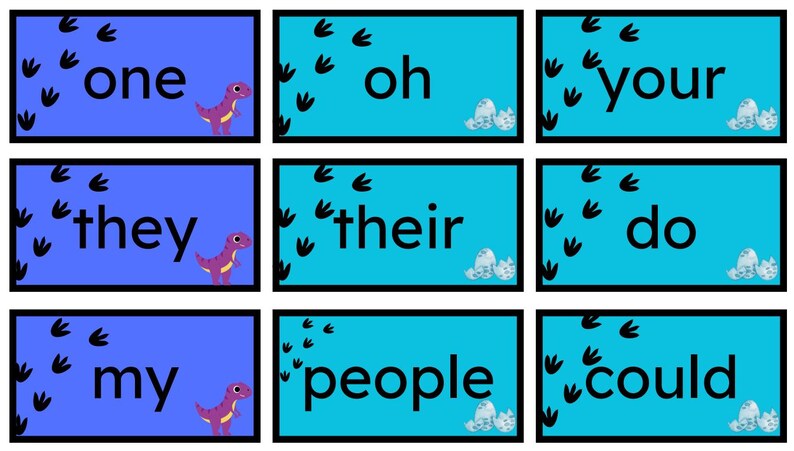 Tricky Words Flashcards Dinosaur Theme - Etsy