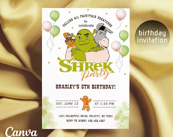 Shrek Birthday Invitation, Printable Shrek Invitation, Fiona Party ...