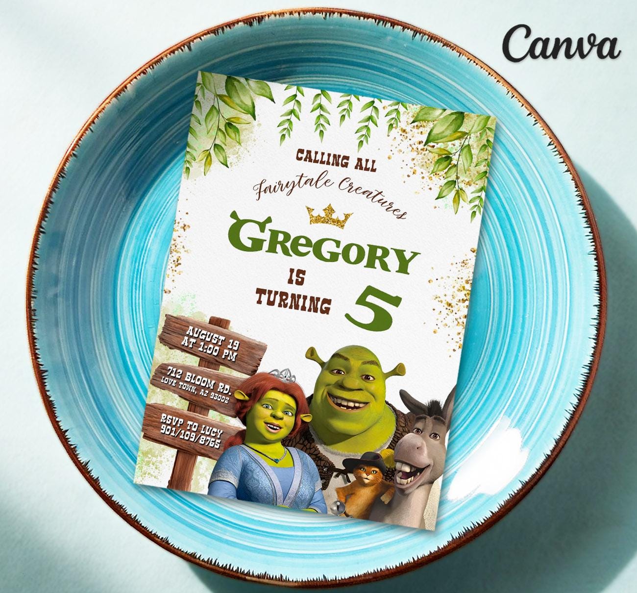 Shrek Birthday Invitation, Printable Shrek Invitation, Fiona Party ...