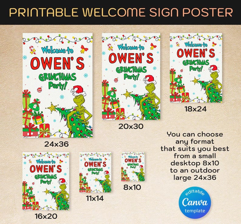 Dr Seuss Printable Welcome Sign Template, Grinch Birthday Party Welcome ...