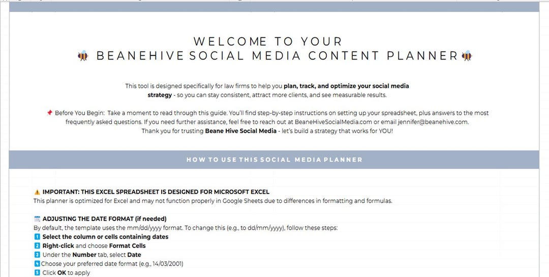 Buildable Social Media Content Calendar for Law Firms | Editable ...