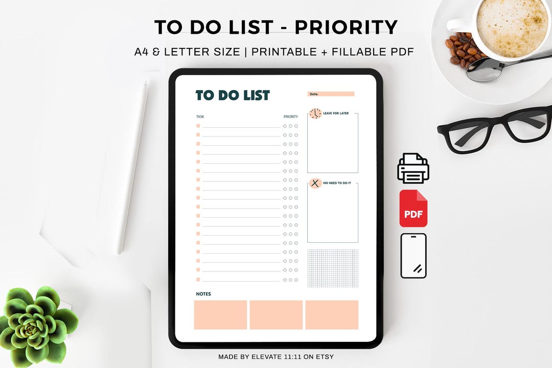 To Do List - With Priority Check, Digital Daily to Do List, Simple to ...