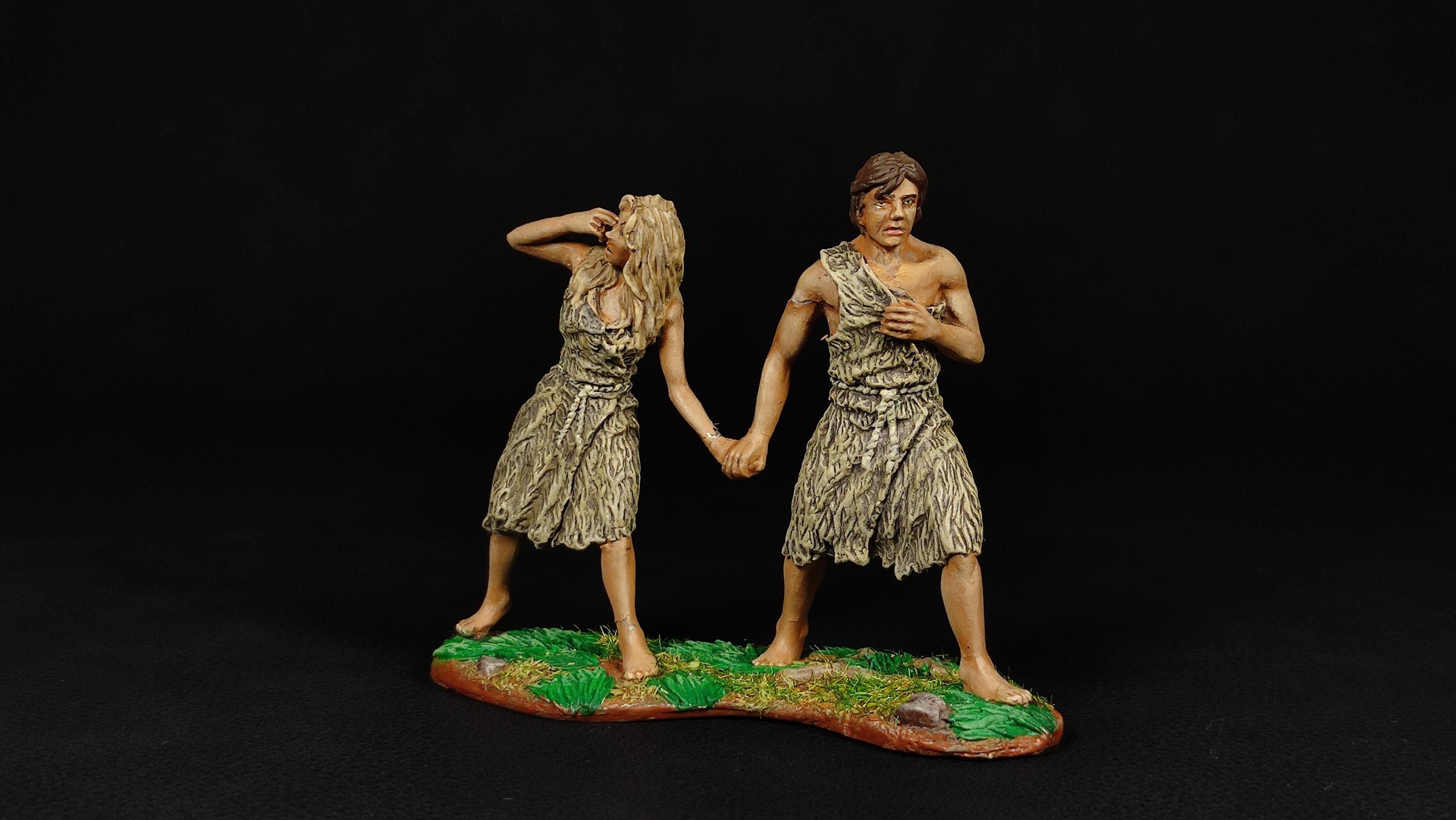 Collectible Painted TIN Miniature Adam and Eve Leaving the Garden of ...