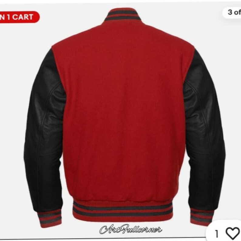 Men's Letterman Basketball Varsity Jacket Red Wool Black Leather ...