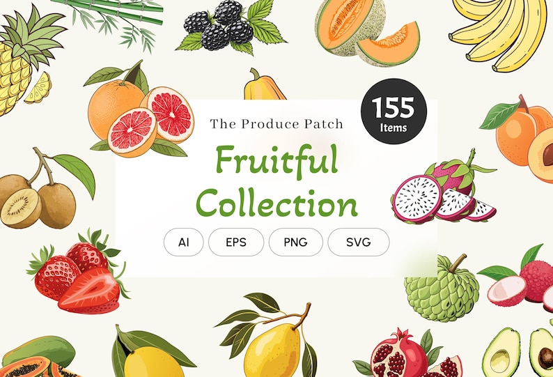 Bundle Fruits Clipart | Fruit Watercolor Flowers and Trees | Food ...