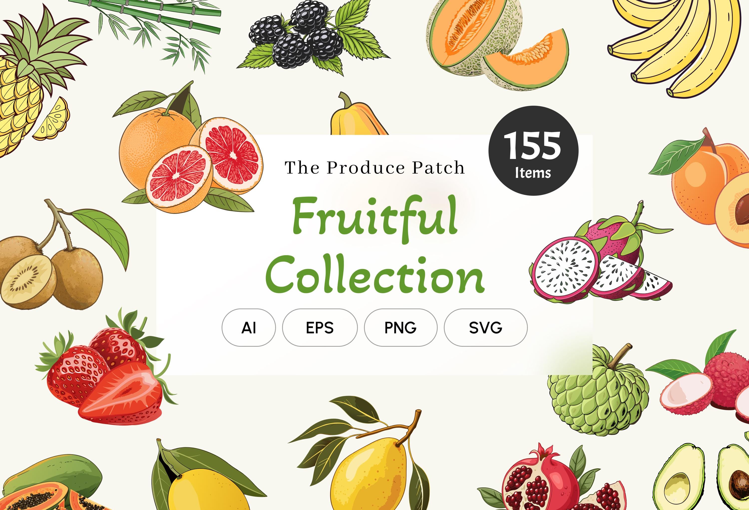 Bundle Fruits Clipart | Fruit Watercolor Flowers and Trees | Food ...