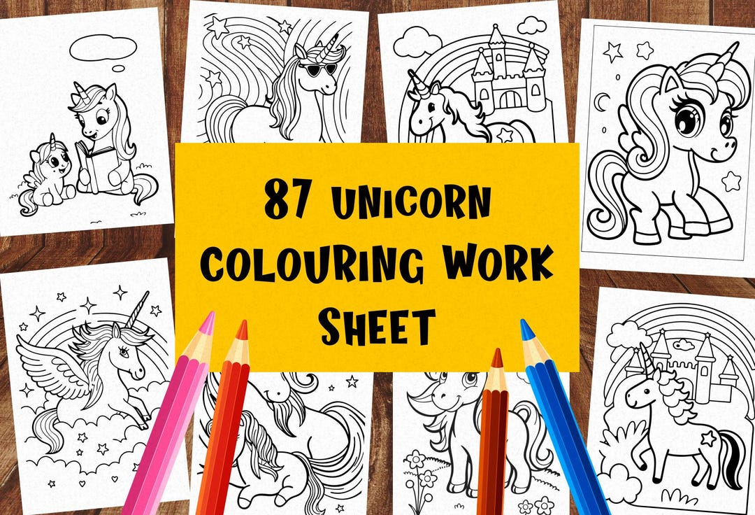 Unicorn Colouring Worksheet | Printable Fantasy Coloring Page for Kids ...