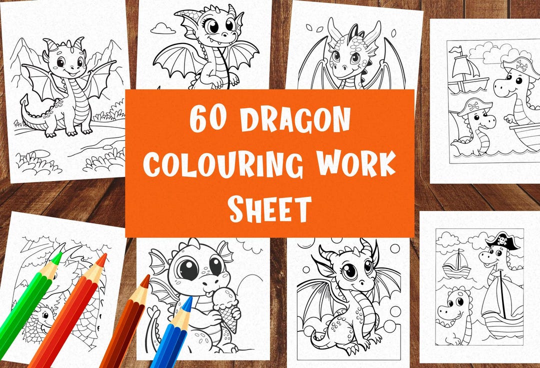 Dragon Colouring Worksheet | Printable Fantasy Creature Activity | Kids ...