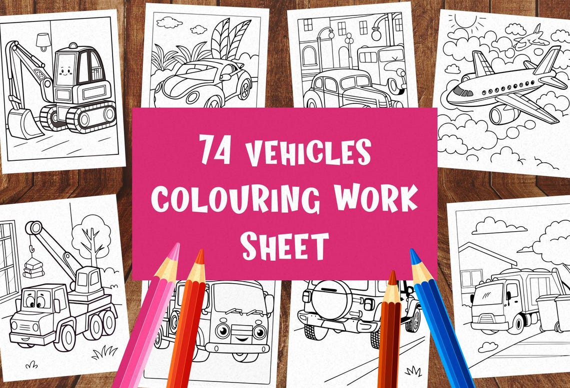 Vehicles Colouring Worksheet | Printable Transportation Coloring Page ...