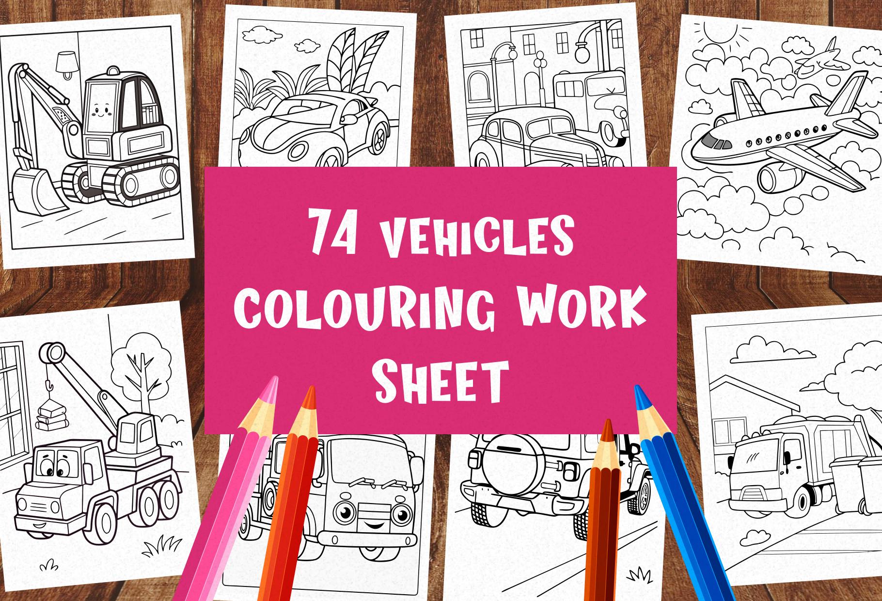 Vehicles Colouring Worksheet | Printable Transportation Coloring Page ...