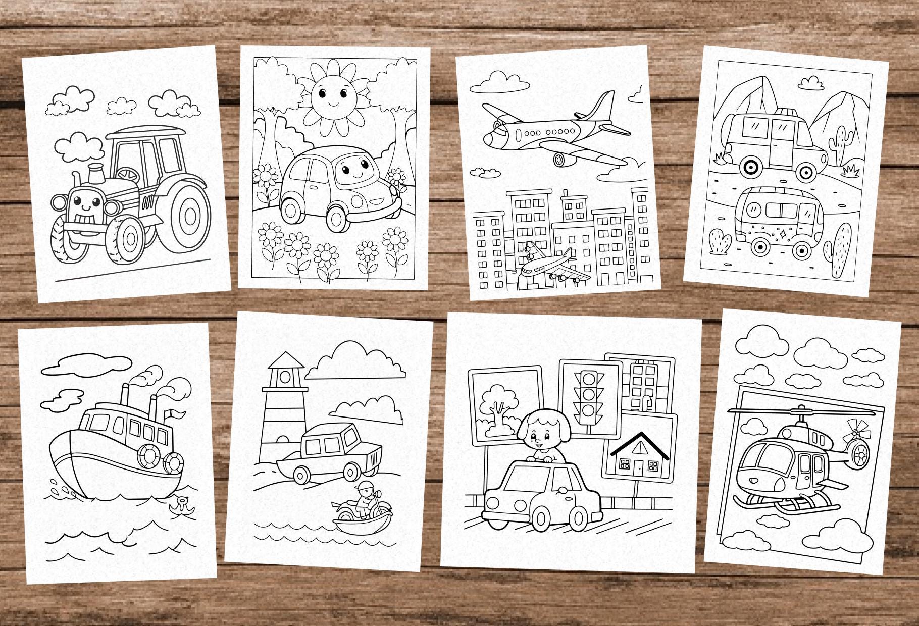 Vehicles Colouring Worksheet | Printable Transportation Coloring Page ...