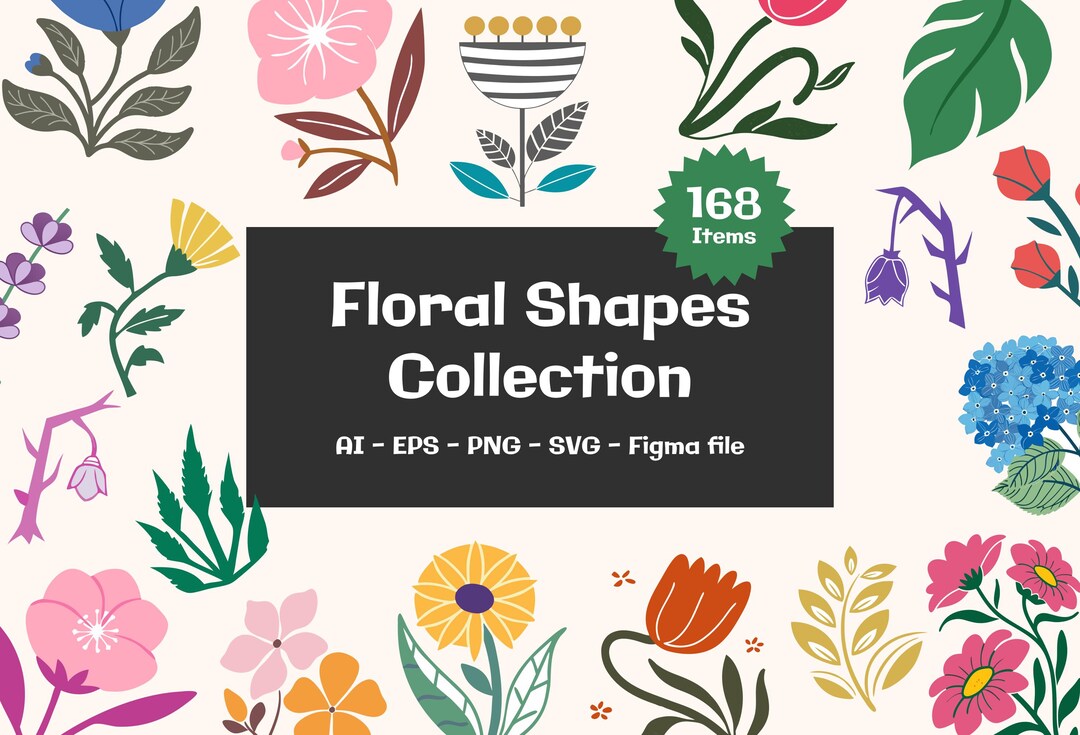 Abstract Floral Shapes Clipart Bundle | Colorful Blossom Collection ...