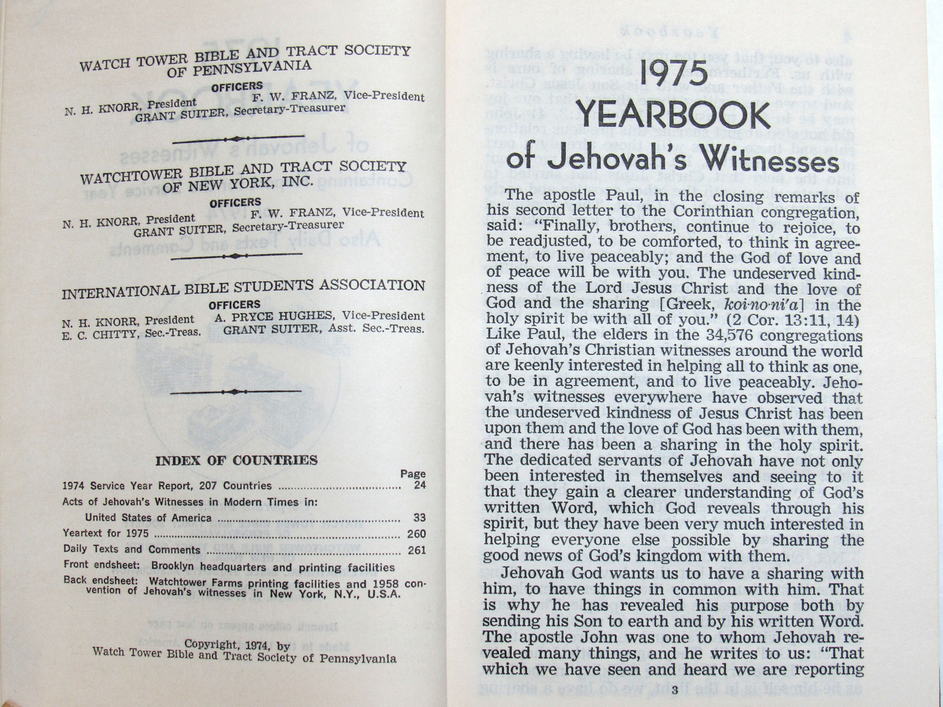 1975 yearbook of Jehovah's Witnesses - Etsy