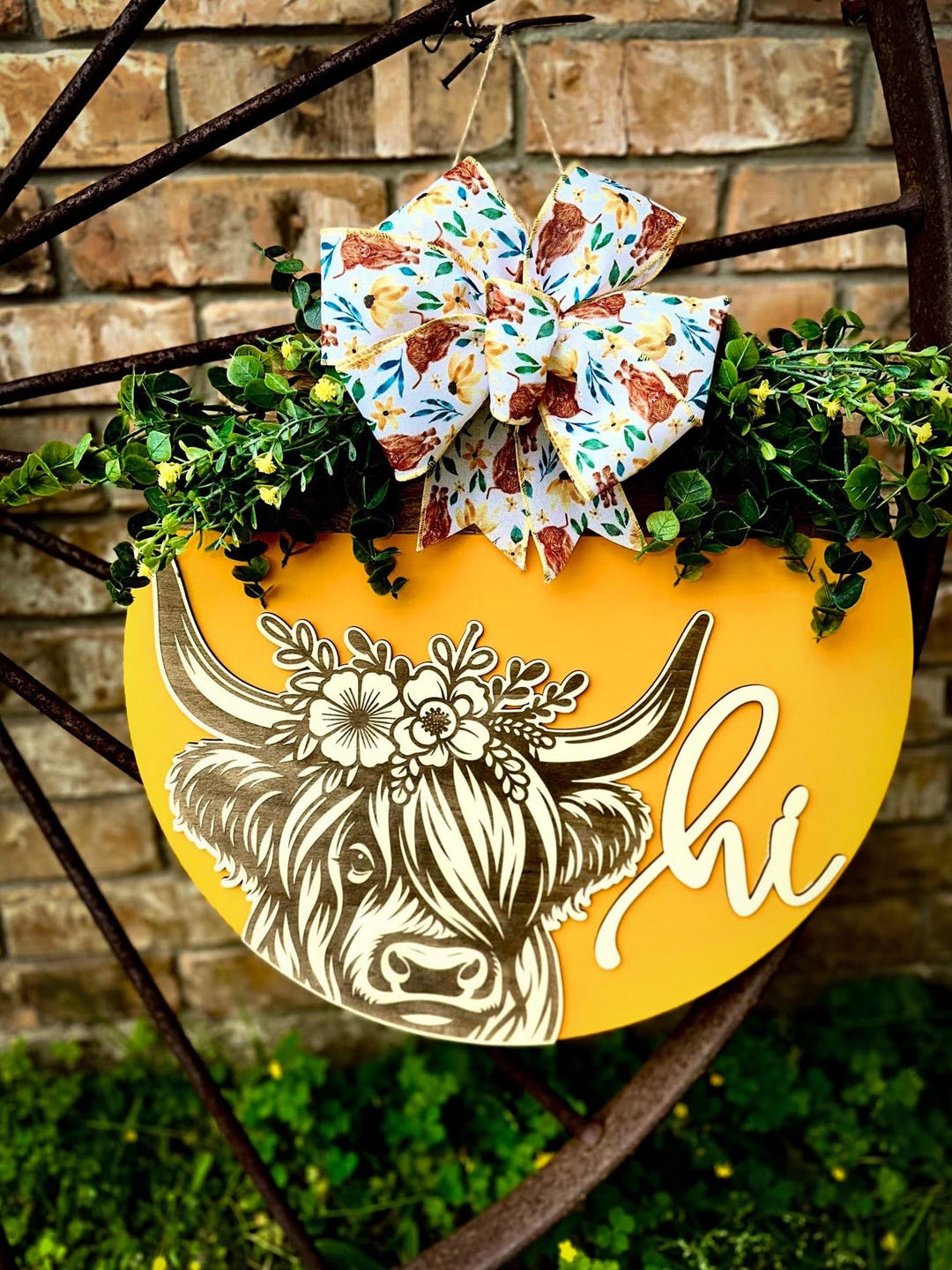 Highland Cow Welcome Sign: Rustic Farmhouse Door Hanger - Etsy