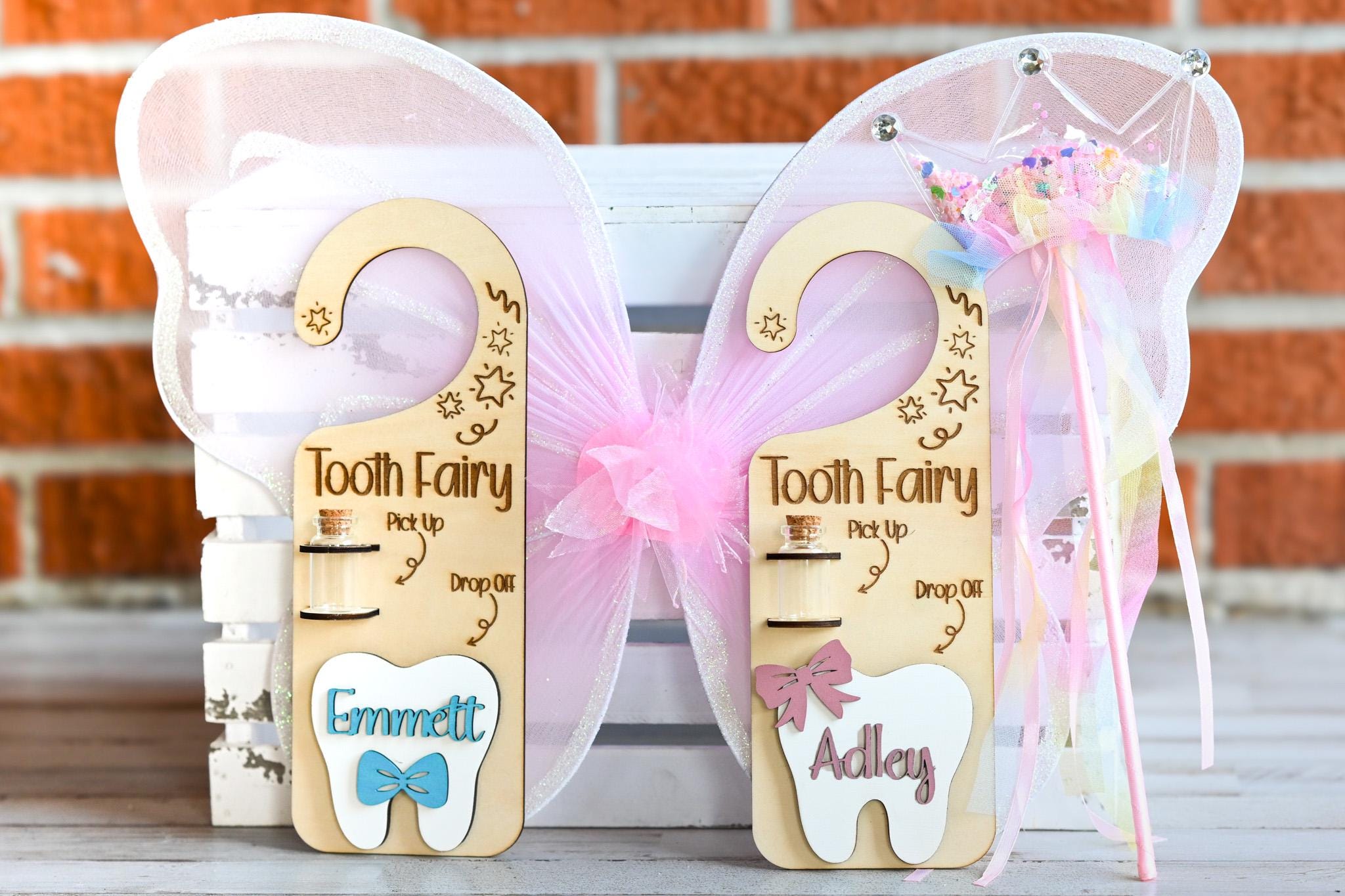 Personalized Tooth Fairy Door Hanger, Tooth Pick up Drop Off, Custom ...