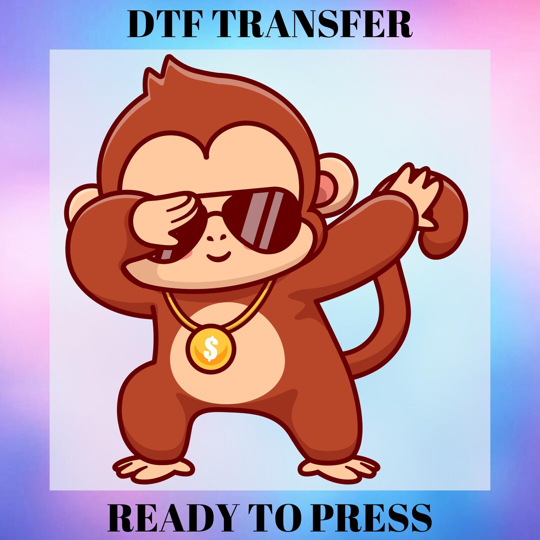 Dabbing Monkey DTF Transfer | Cool Cartoon Dab Monkey With Shades ...