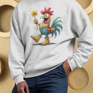 Funny Sarcastic Laughing Rooster Animal With Flower DTF Transfer ...