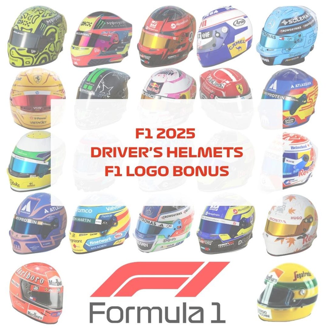 F1 2025 Drivers Helmet Bundle – 20 Driver's Helmet Designs | 300 DPI ...