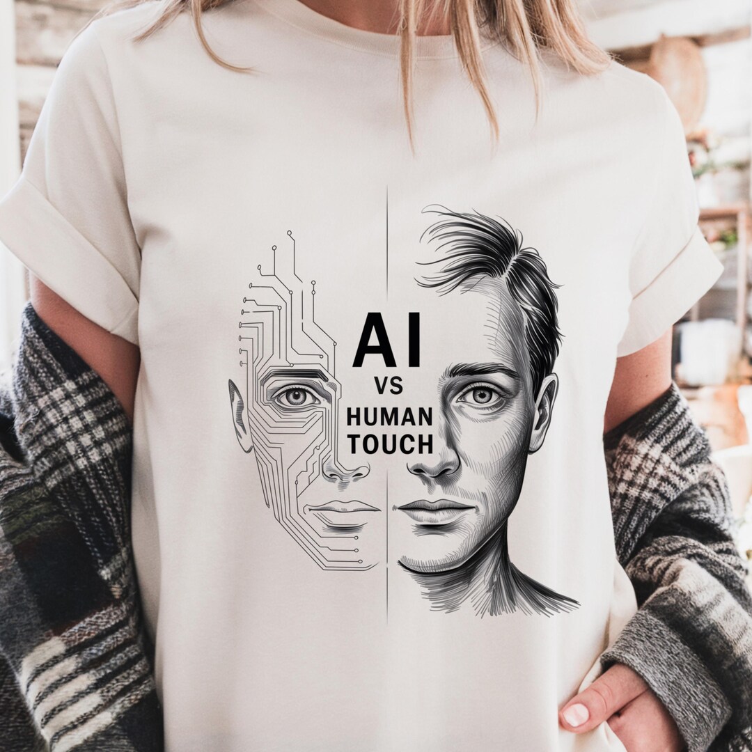 AI Vs Human Touch T-shirt: Minimalist Cyberpunk Graphic Tee - Etsy