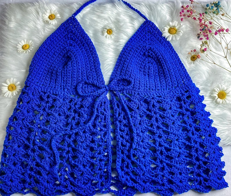 Handmade Crochet Halter Crop Top, Bohemian Summer Lace - Etsy