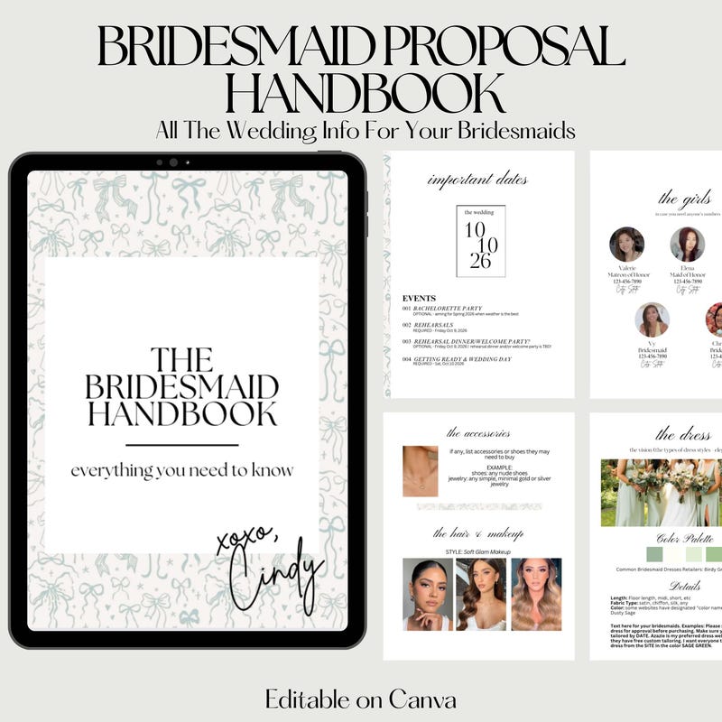 Bridesmaid Handbook Canva - Etsy
