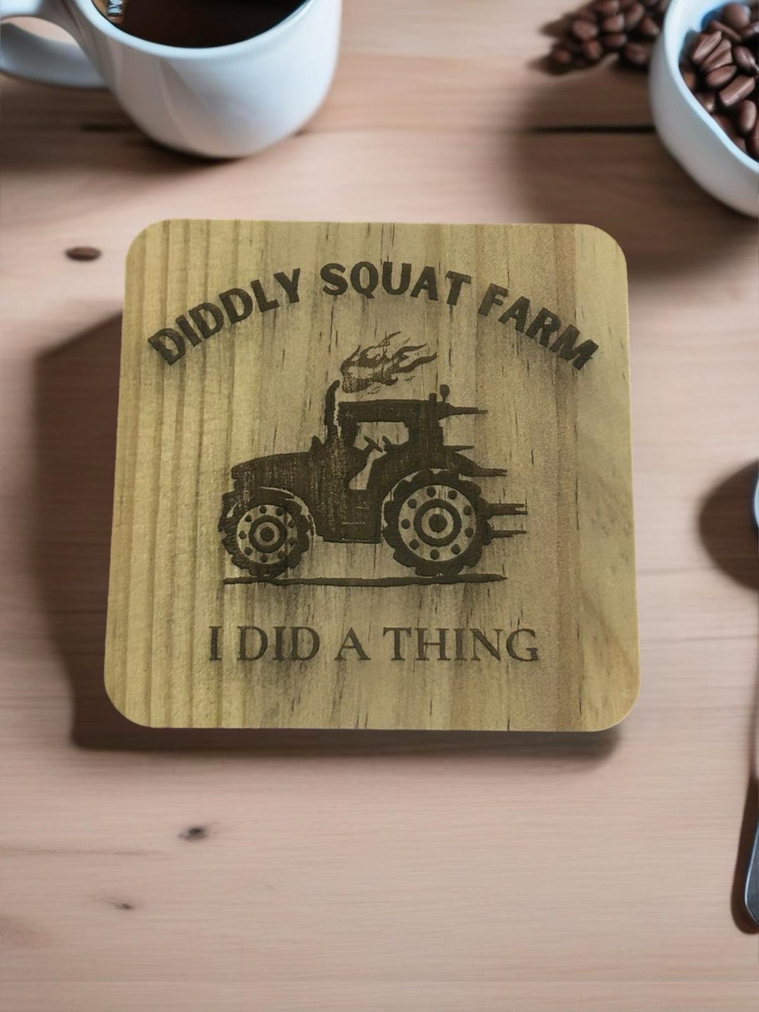 Diddly Squat Farm Coaster, Jeremy Clarkson, Father’s Day Gift, Drink Coaster, Wood Coaster, Beer ...