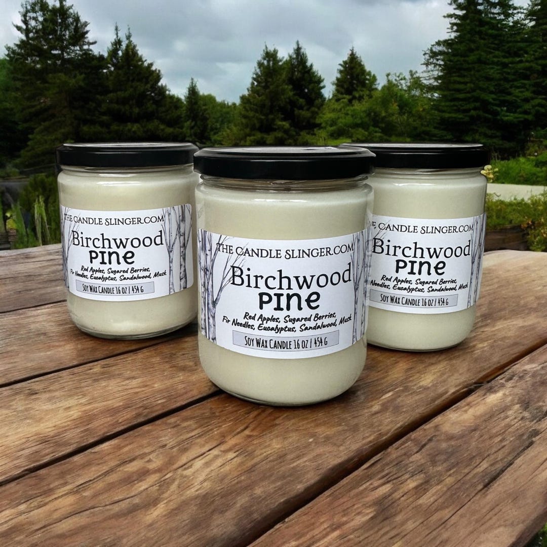 Birchwood Pine Soy Candle, Pine, Christmas Tree Scented, Handmade 16oz ...