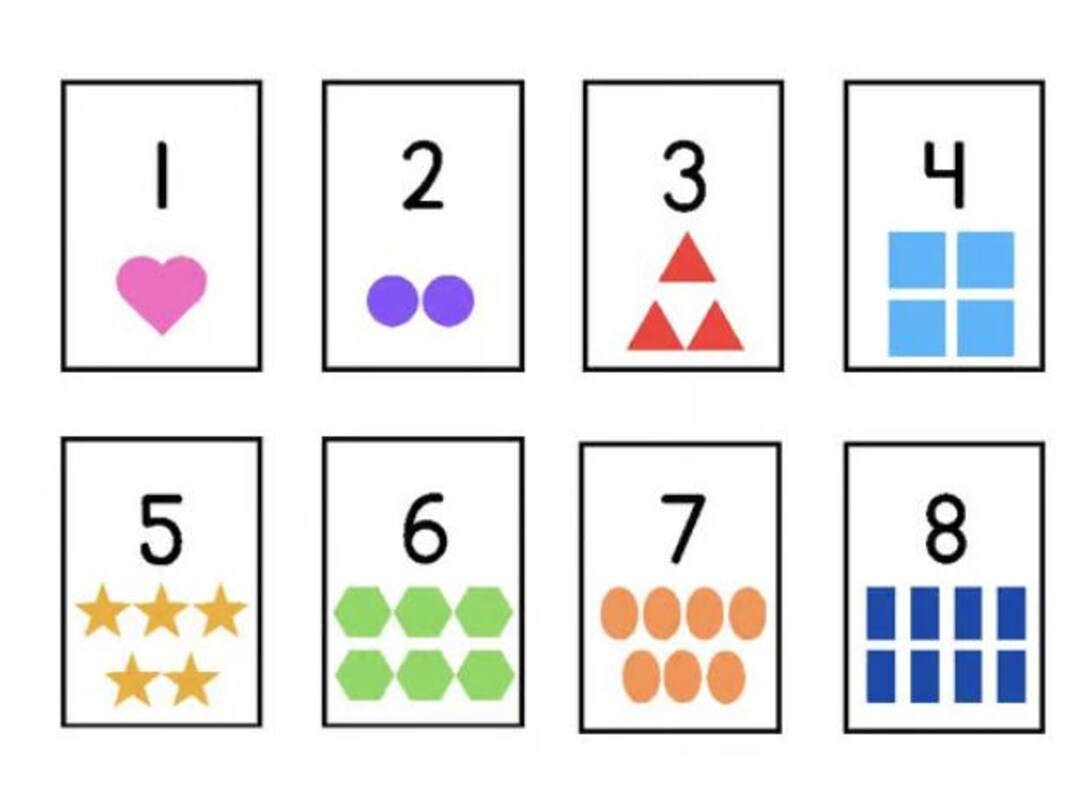Number Flashcards With Shapes - Etsy