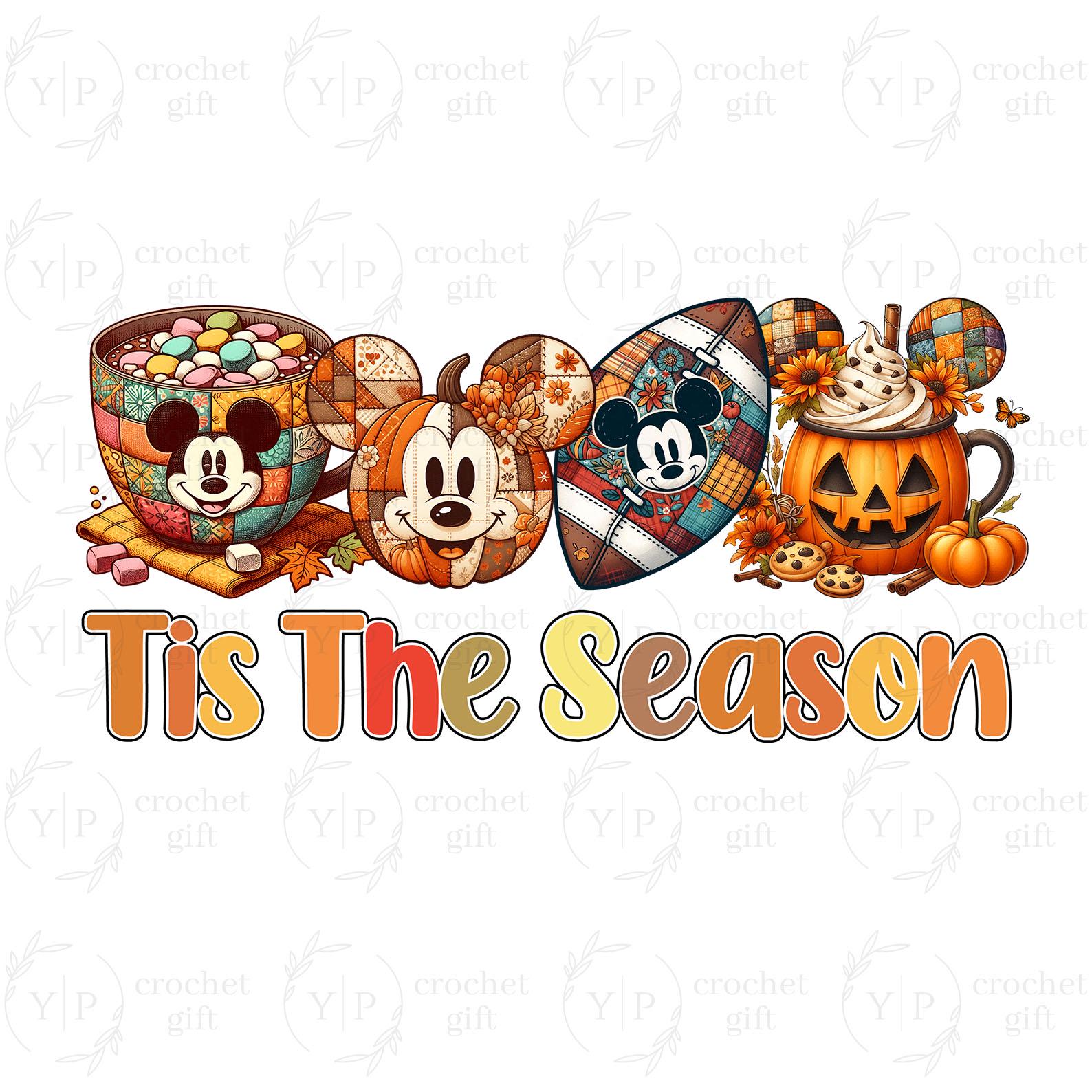 Patchwork Fall Cartoon Mouse Coffee Png, Preppy Cartoon Mouse Pumpkin ...