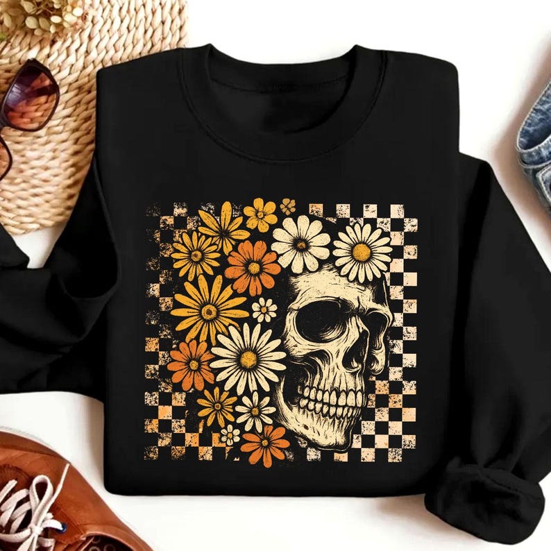 Boho Floral Skull Png, Spooky Season Png, Preppy Halloween Coquette Bow ...