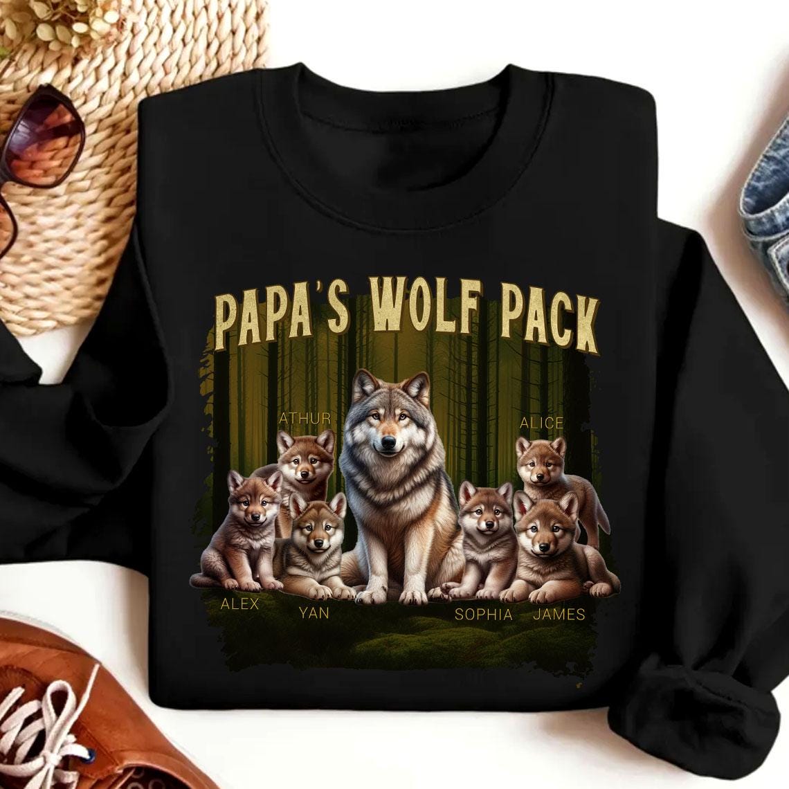 Personalized Dad's Wolf Pack Png Bundle, Wolf Dad Bonded Like A Wolf ...