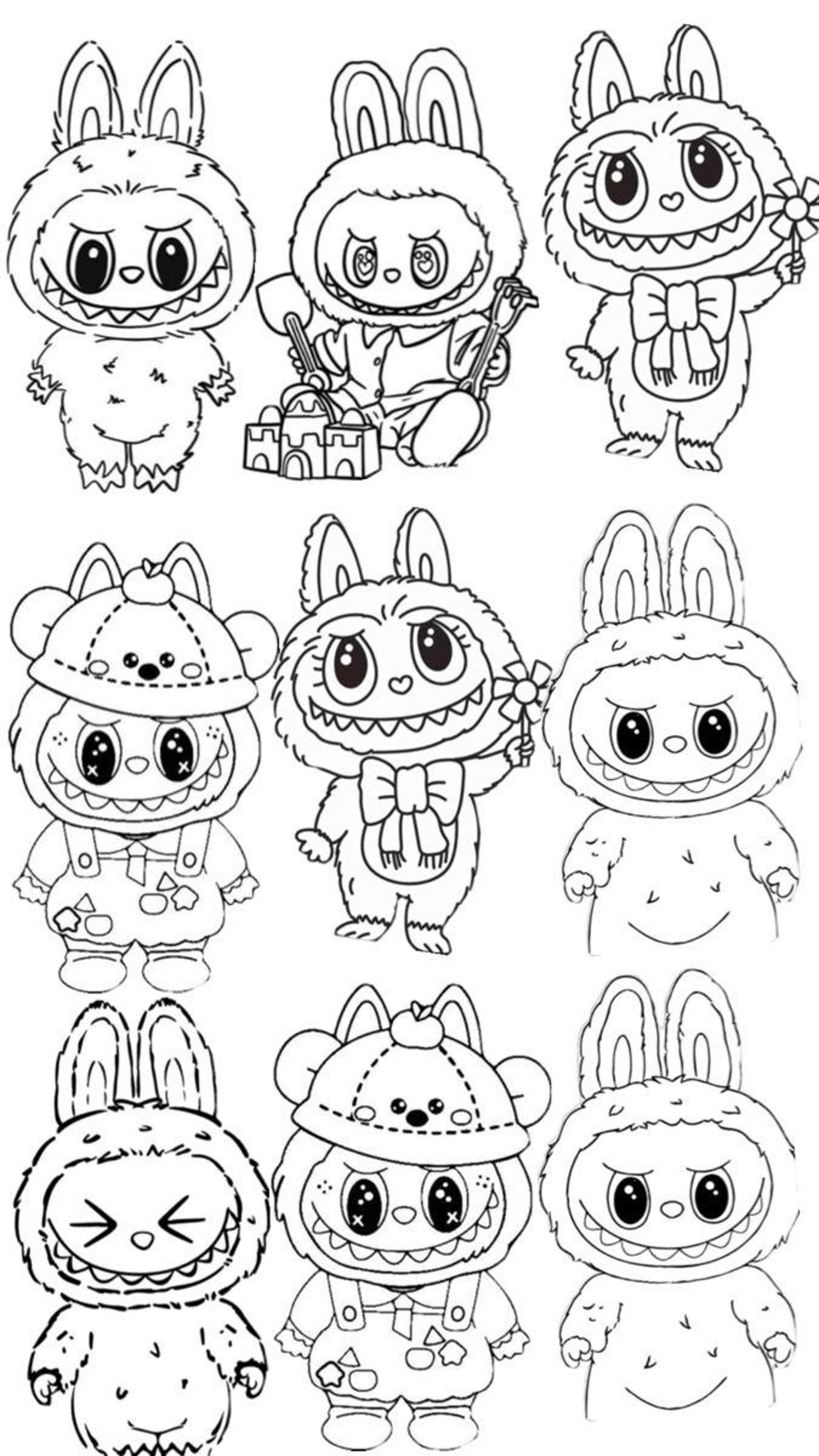 Labubu Coloring Book – 50+ Cute Kawaii Monster Pages • Instant PDF ...