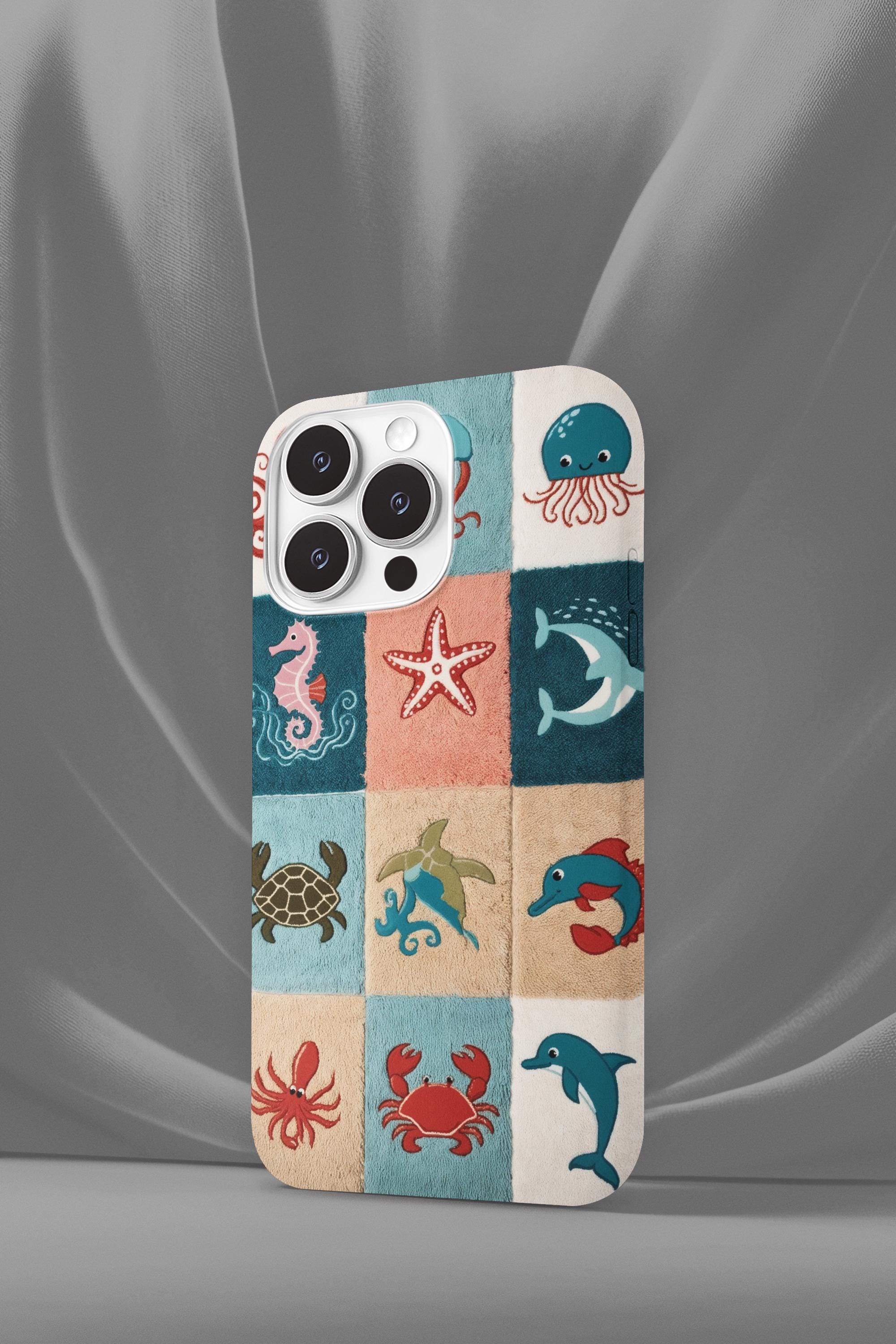 Sea Creatures Tile iPhone Case| Tough Phone Case| iPhone 16-8, Samsung ...