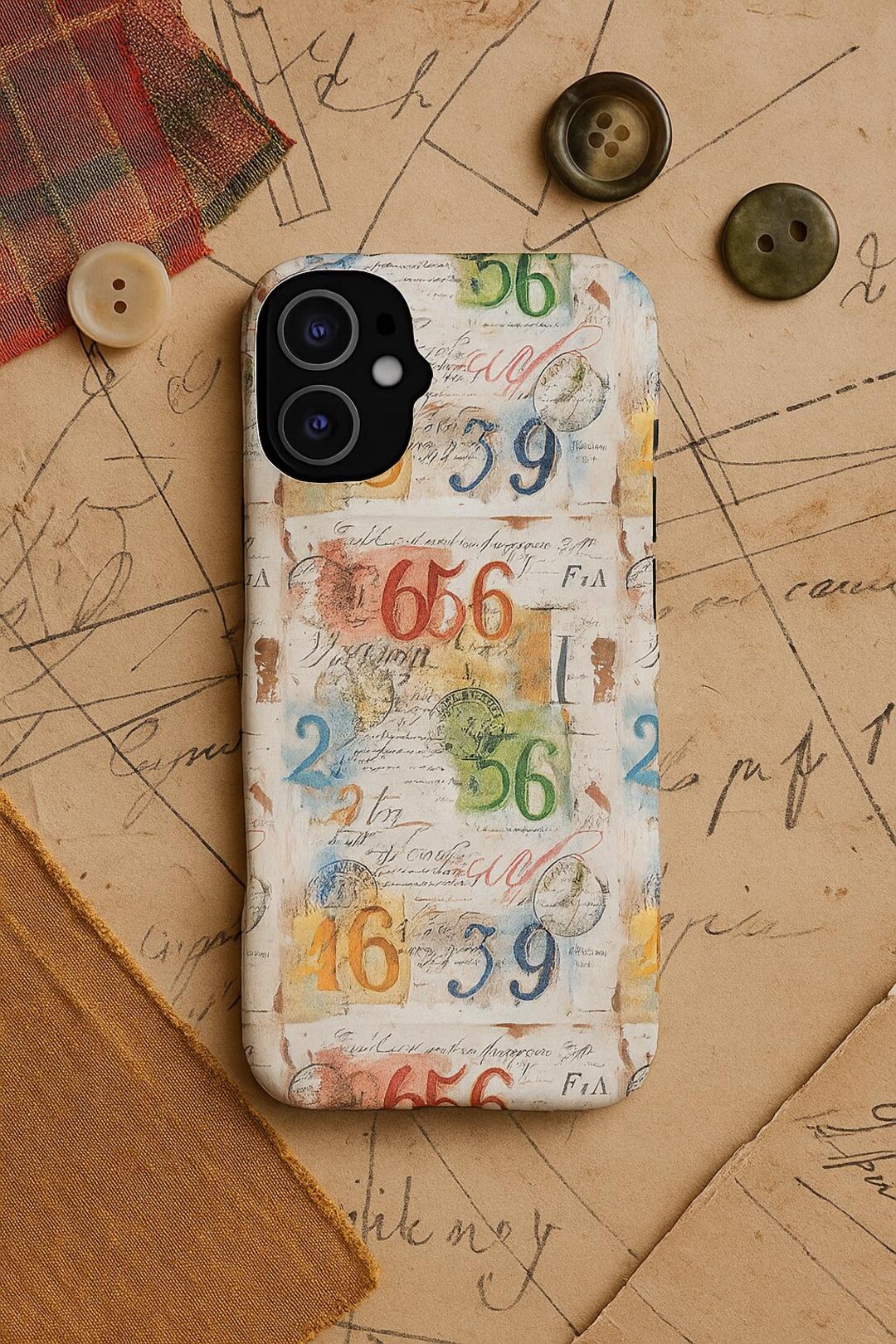 Vintage Numbers Phone Case | Retro Collage Ephemera Art With ...