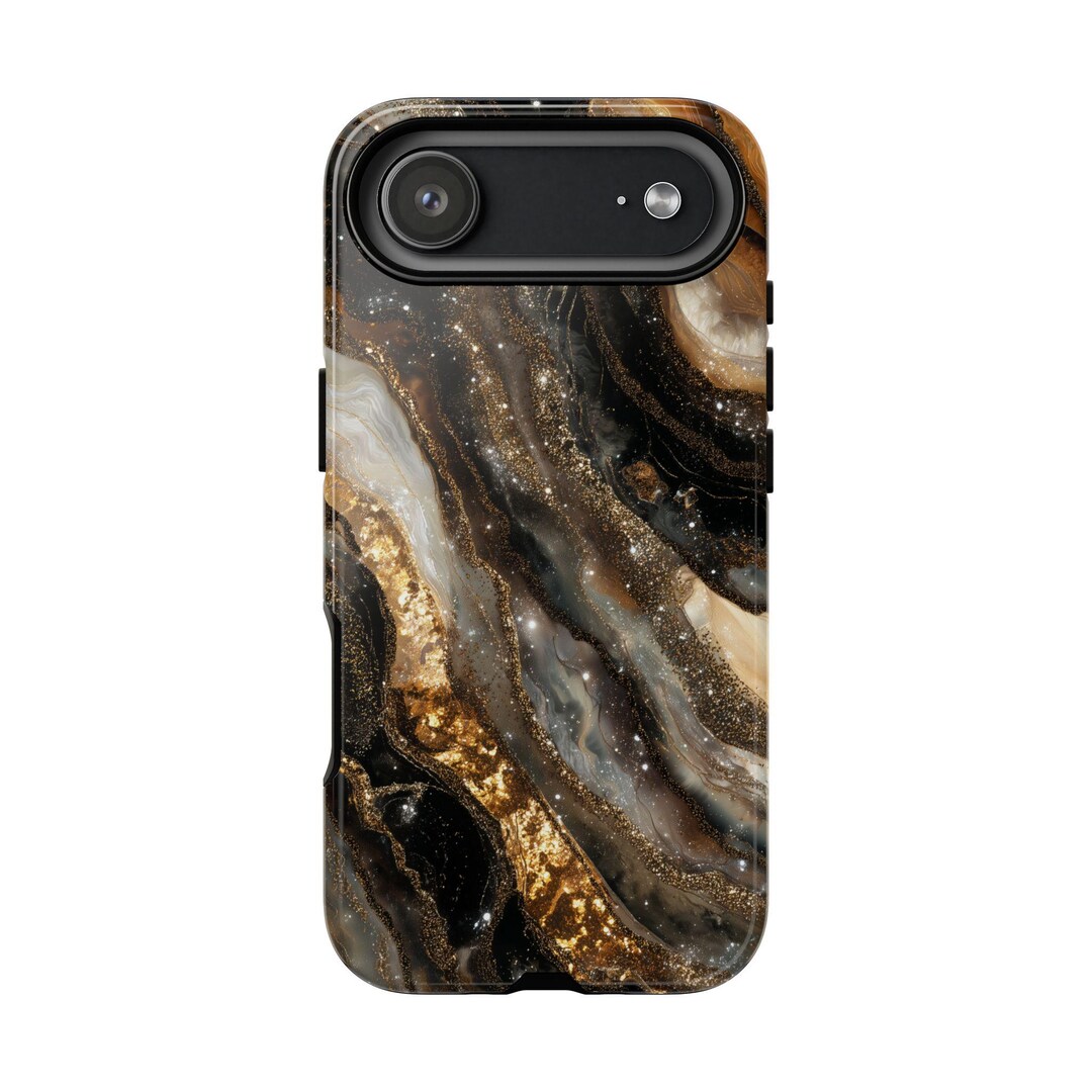 Black Gold Marble Geode Phone Case Abstract Luxury Stone Texture ...