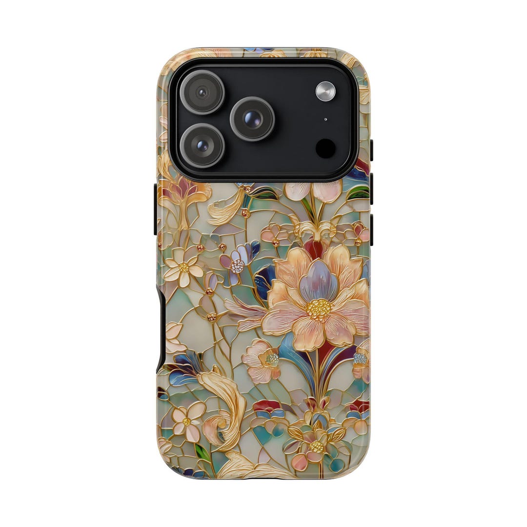 Stained Glass Rococo Damask Floral Pattern Phone Case | Ornate Art ...