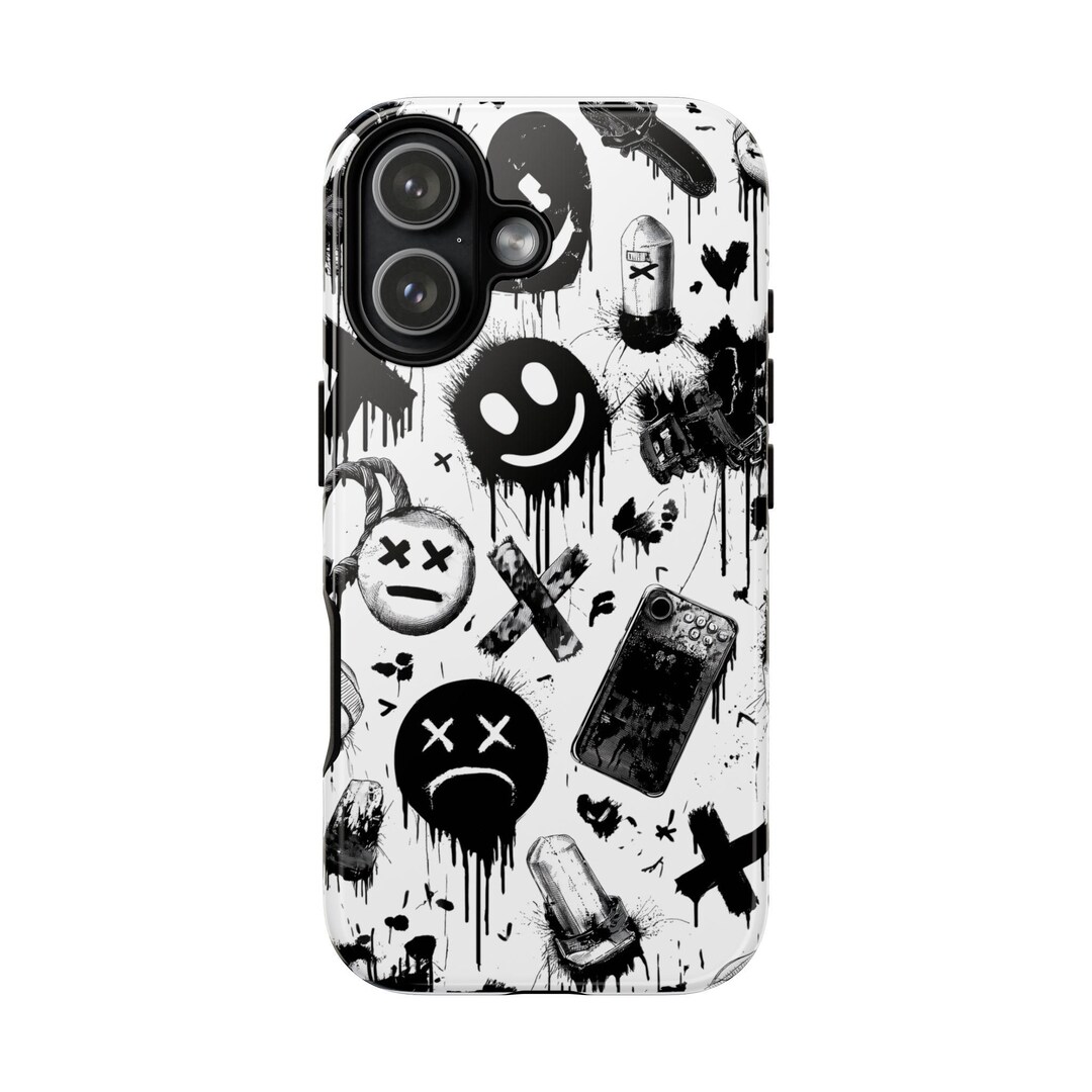 Graffiti Grunge Smiley Street Art Black White Punk Pattern Phone Cover ...