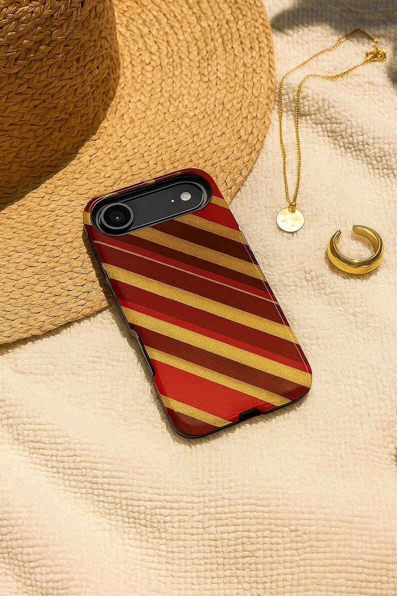 Burgundy and Gold Diagonal Stripes Phone Case | Tough Phone Case ...