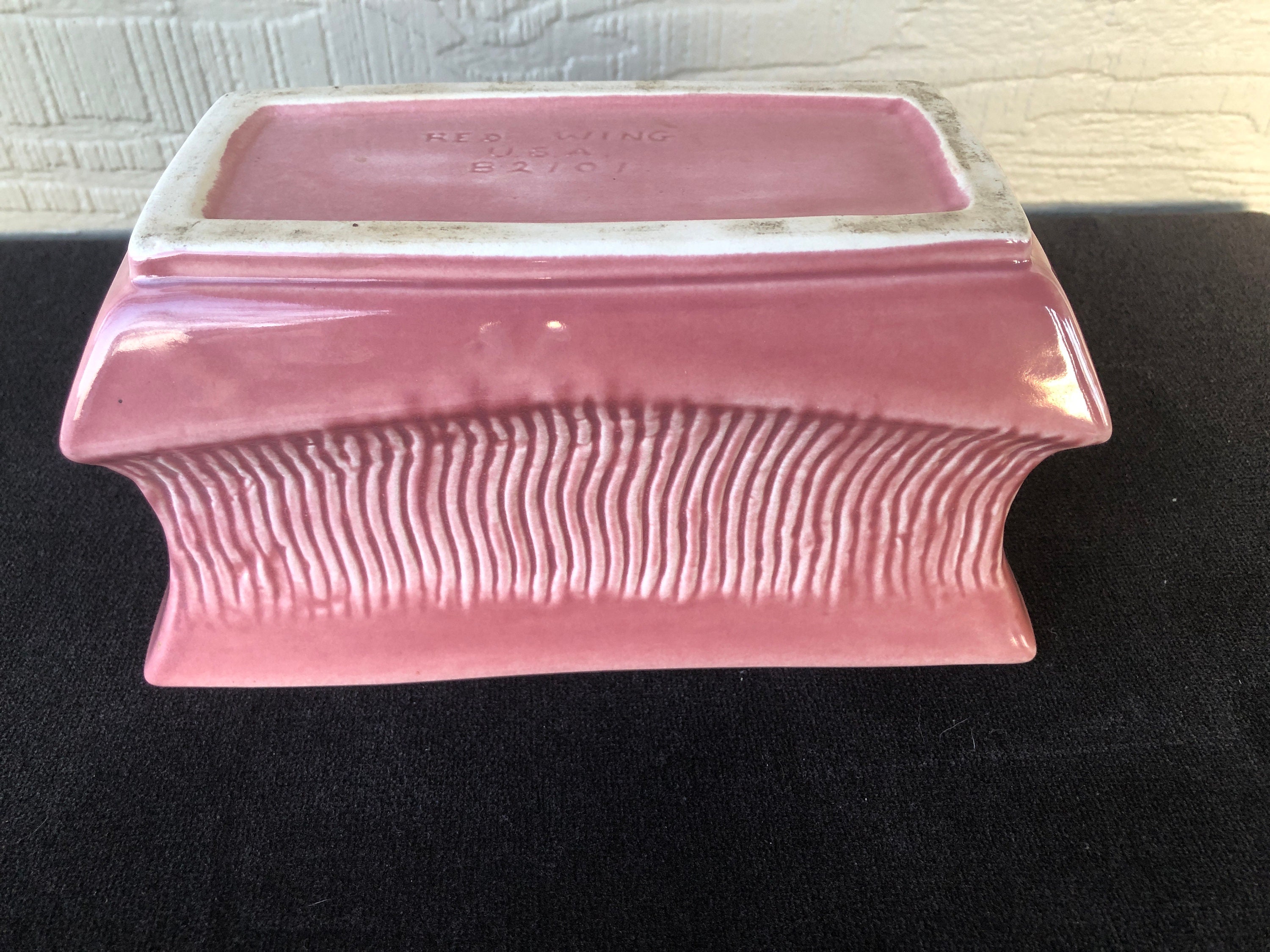 Red Wing Pottery, USA, Rose Pink Rectangular Planter, Vintage Red Wing ...